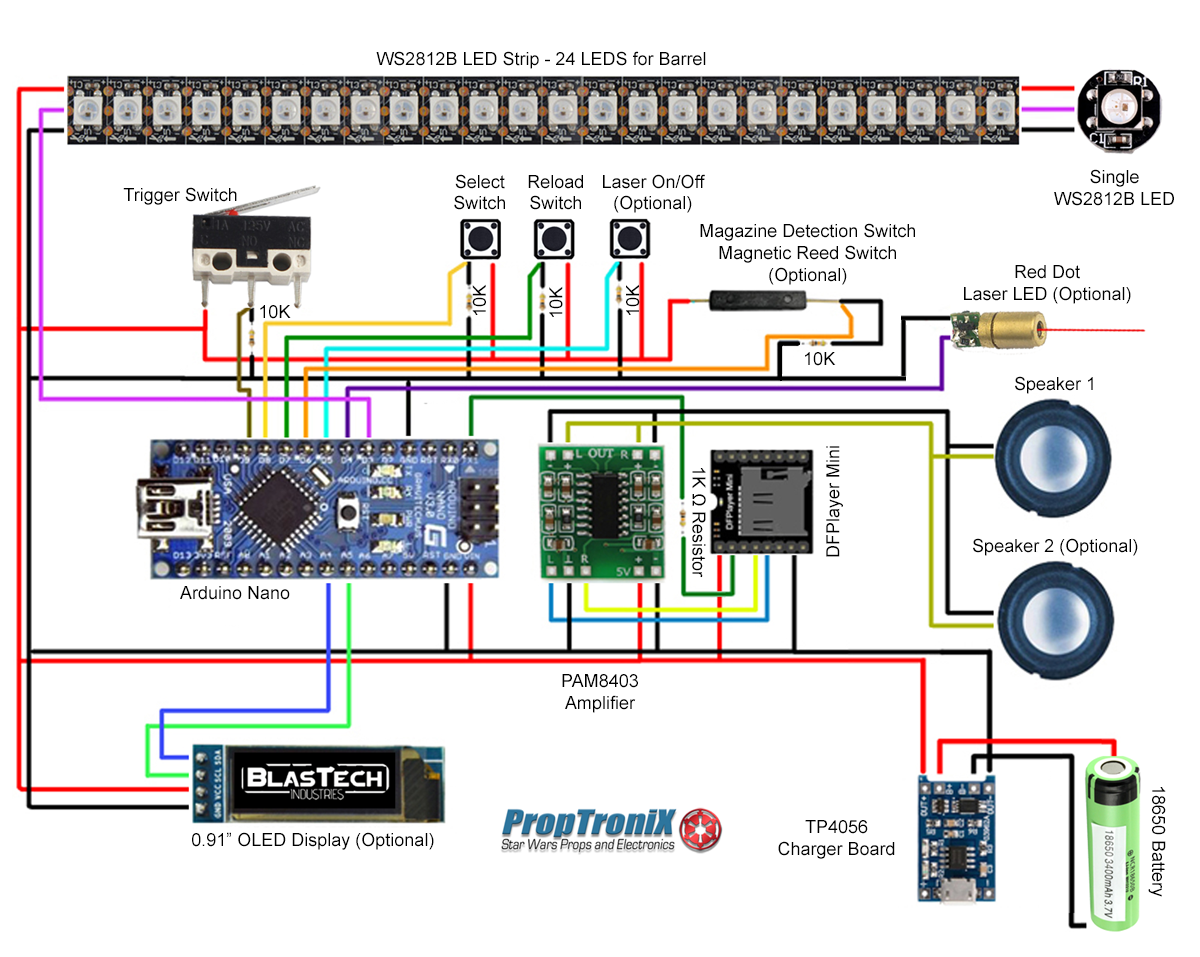 GitHub - PropTroniX/E-11-Blaster-Electronics-V1.0: Arduino Code for E-11 Blaster Electronics